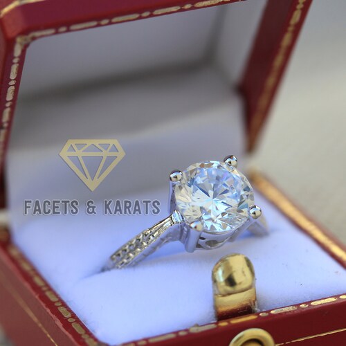 3.5 Carat Emerald Engagement Ring 18k Solid White Gold - Etsy