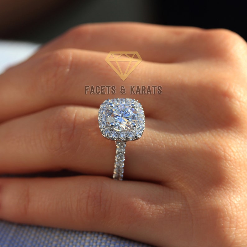 14k White Gold Custom Engagement Ring 3 Ct Round Engagement | Etsy