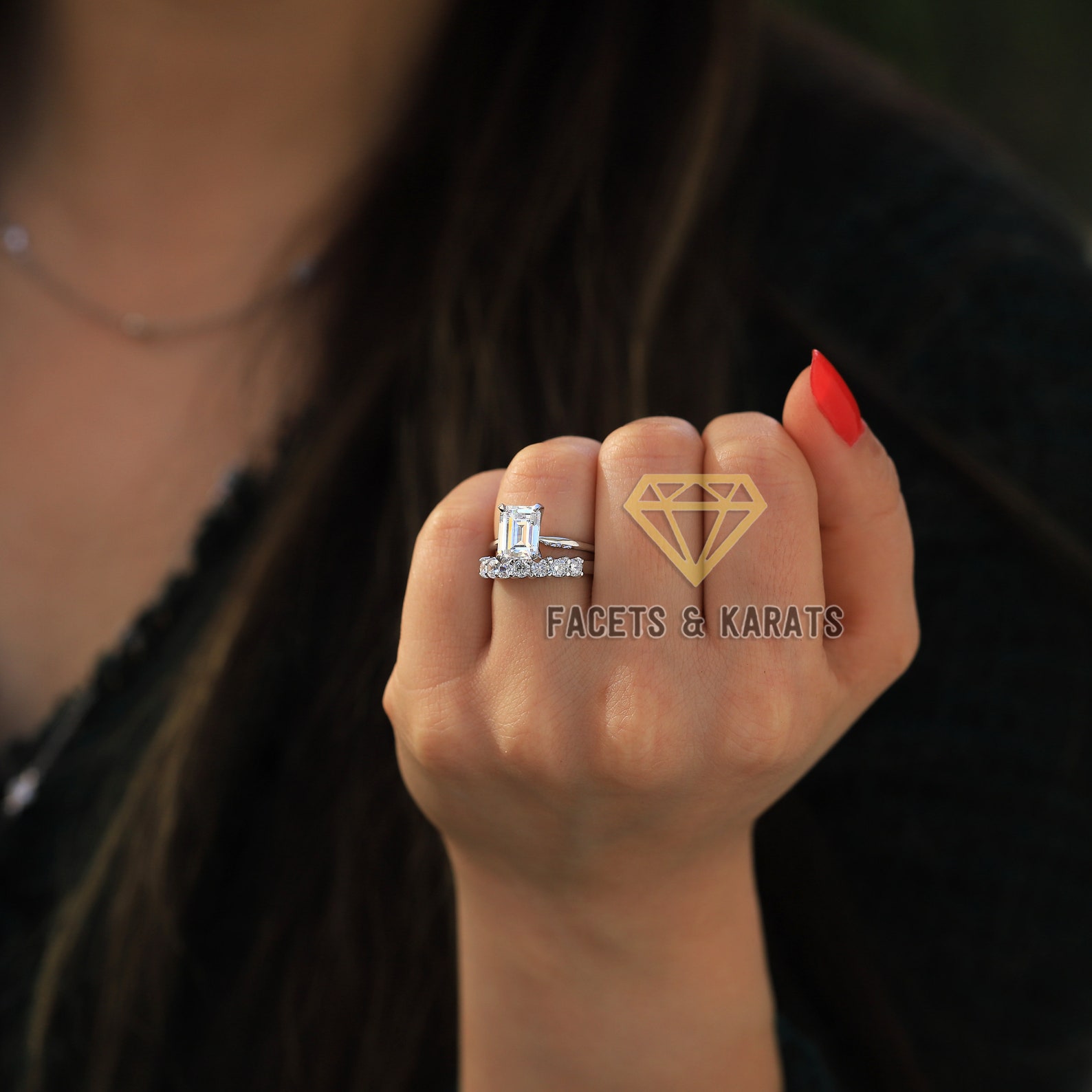 Emerald Cut Wedding Ring Set 2.50 Carat Solitaire Engagement | Etsy