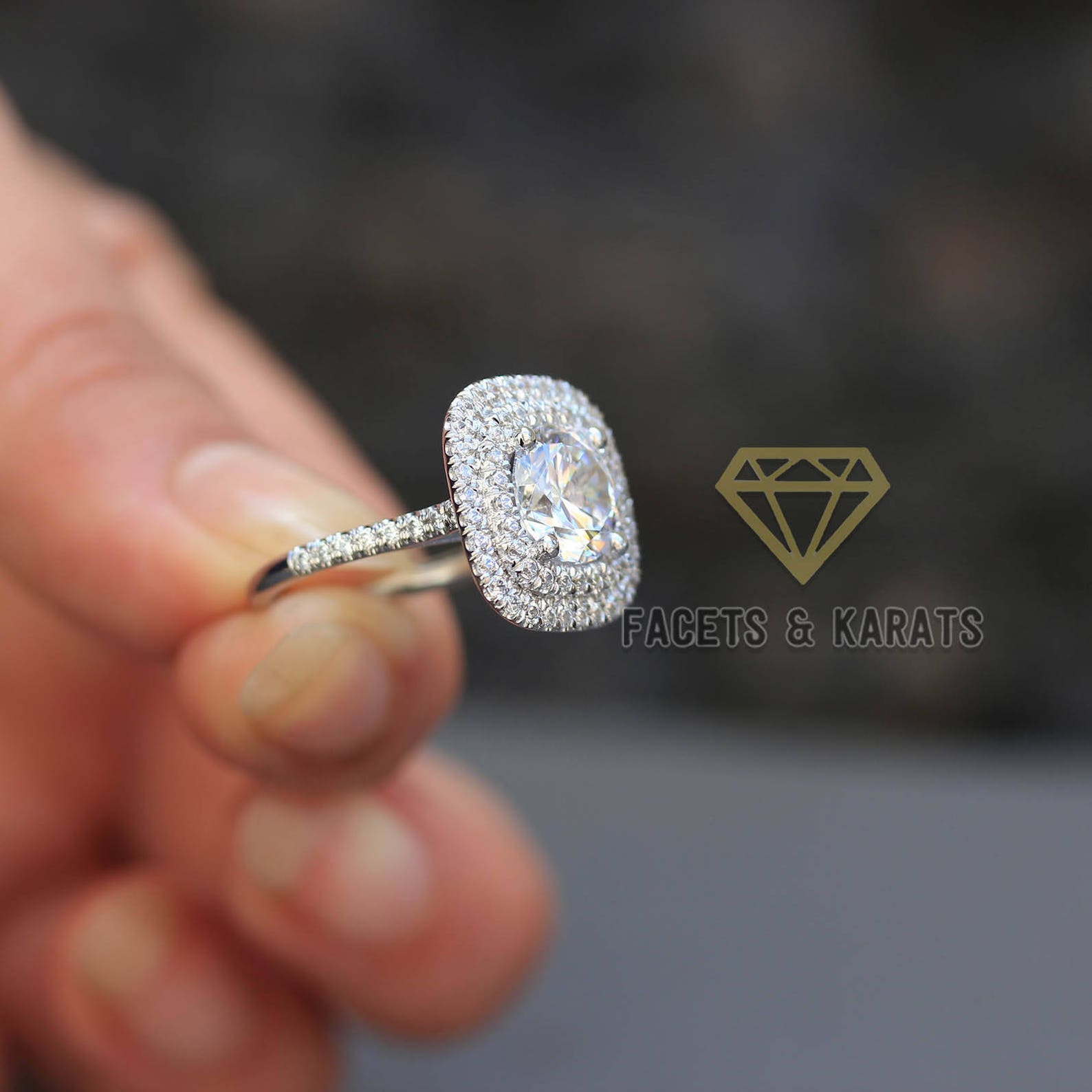 Double Halo Engagement Ring Cushion Cut Square Halo 4 Tcw - Etsy