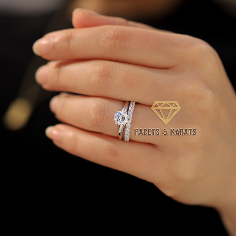 18K Real White Gold Round Cut Solitaire Engagement Ring - Etsy