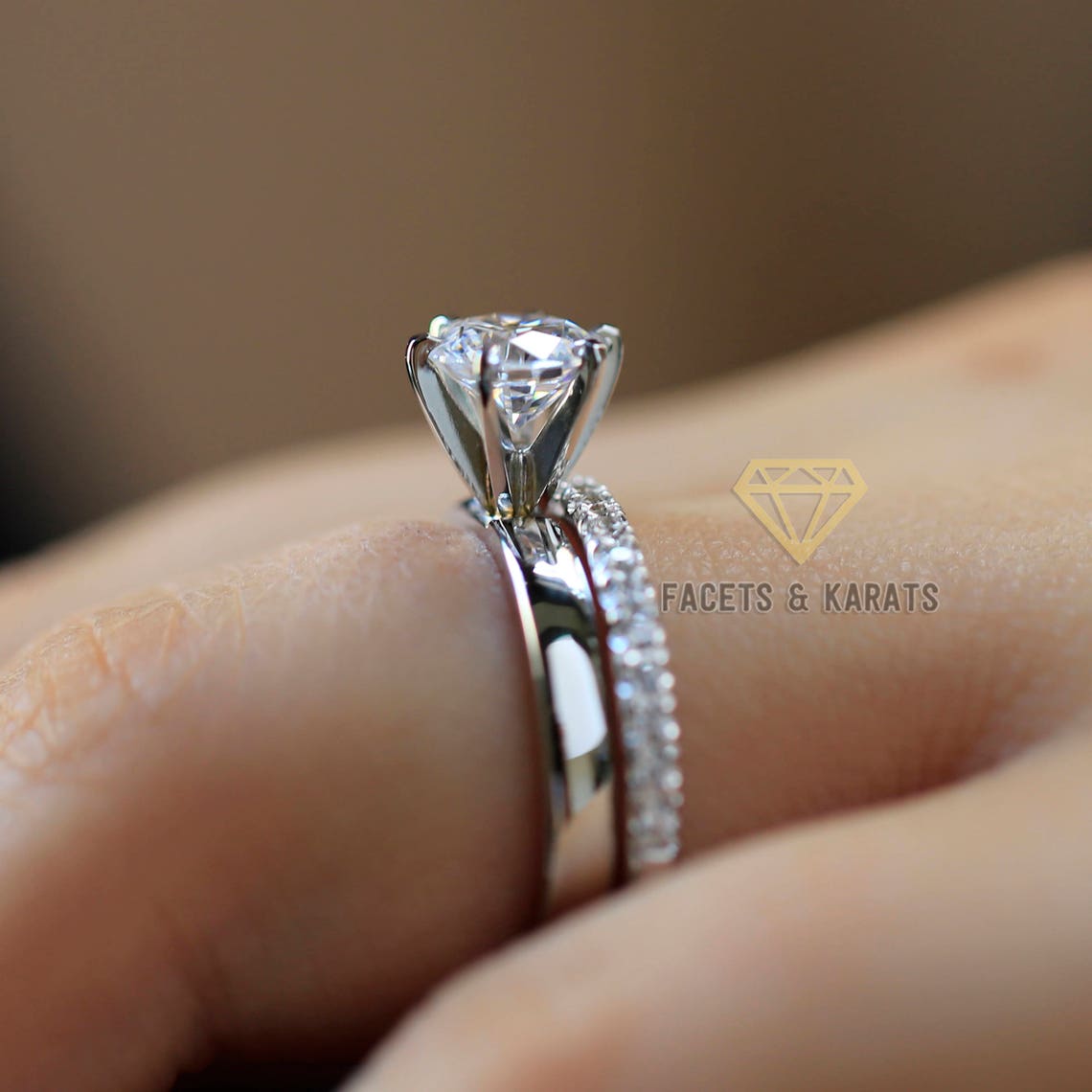 Solitaire Engagement Ring Wedding Band Bridal Set 1.50 Carat | Etsy