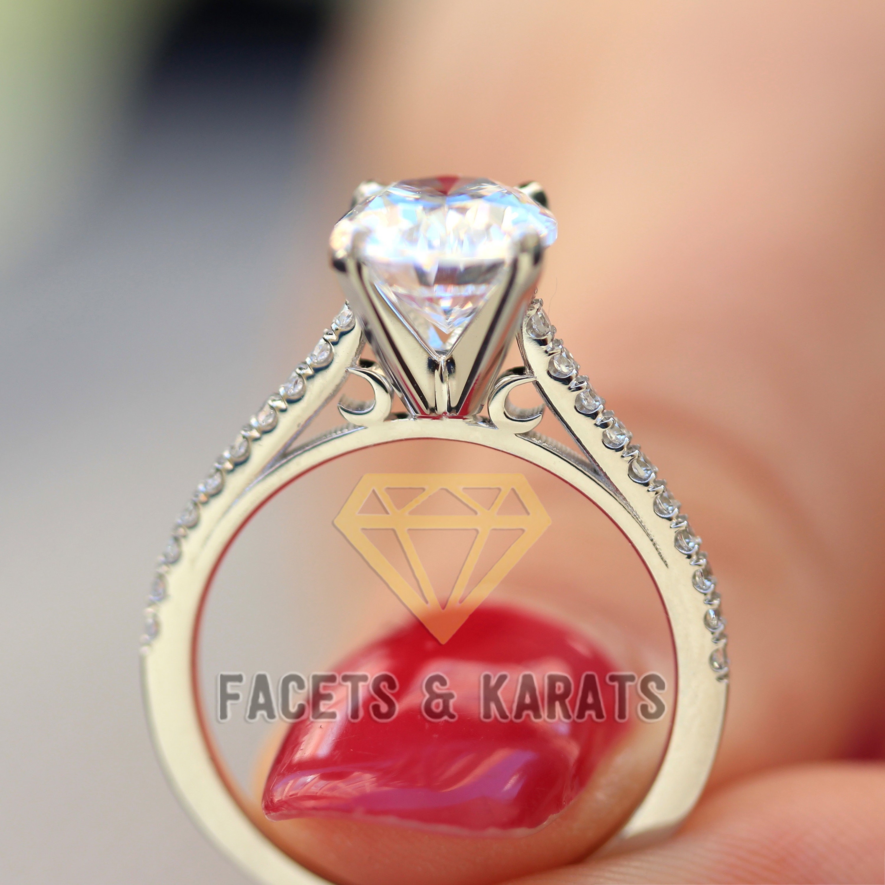 2 Carat Oval Engagement Ring Thin Band 14k Solid White Gold | Etsy