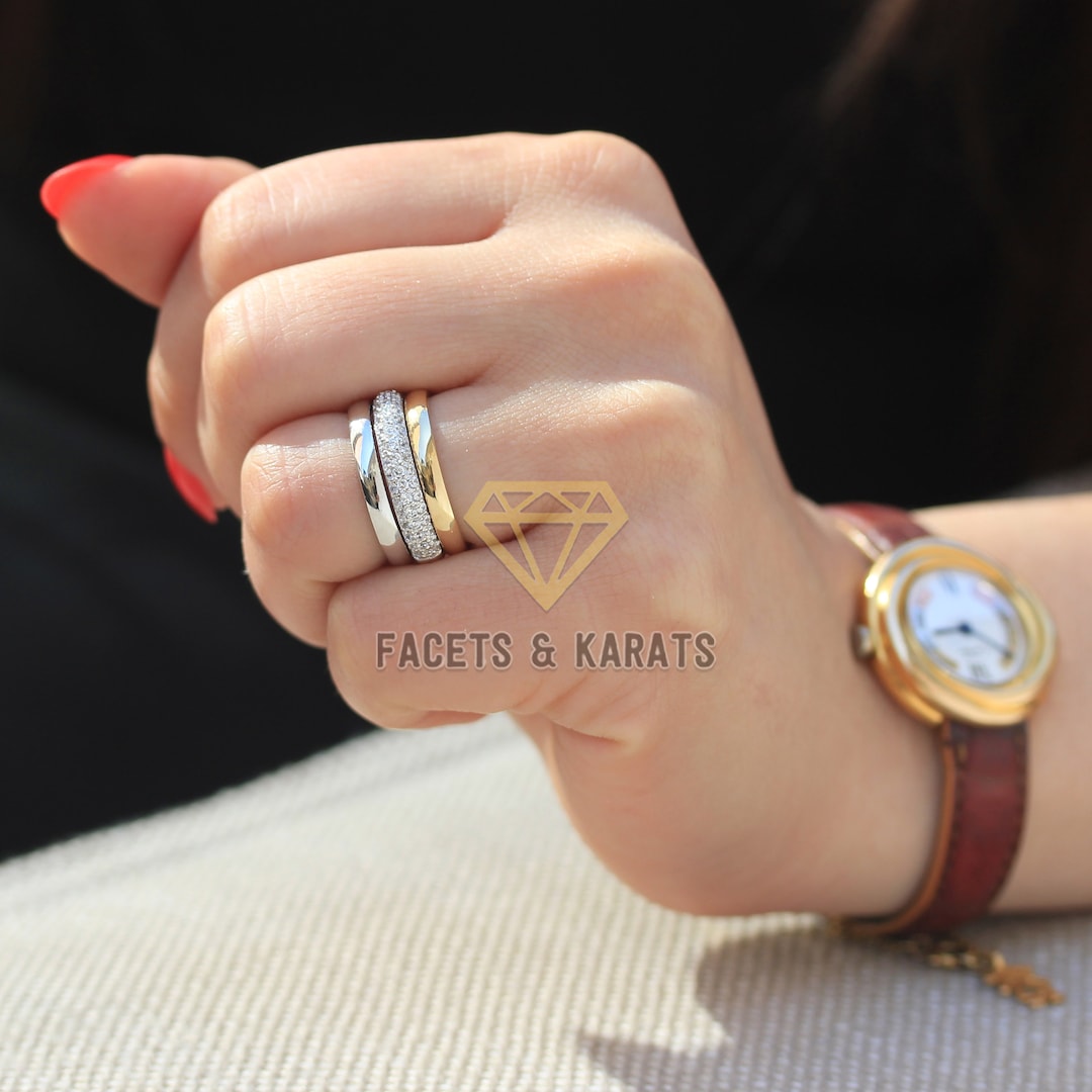 14K SOLID Gold Anniversary Stacking Rings Stackable Bands Double Plain ...