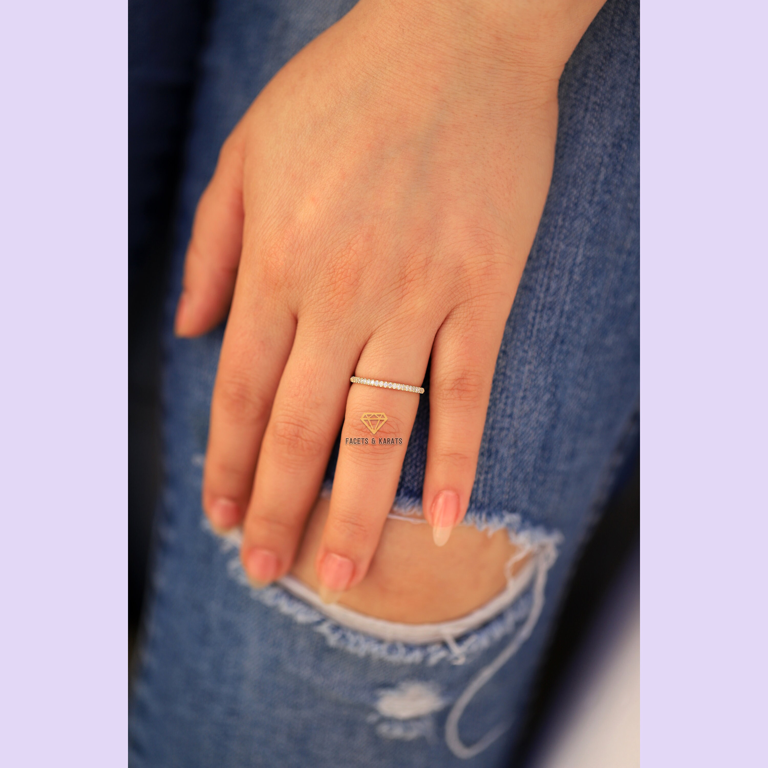 Lab Grown Diamond Band in 14K Solid Yellow Gold Available in | Etsy