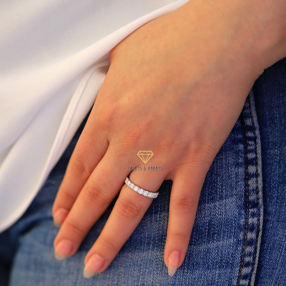 Moissanite eternity band yellow gold store