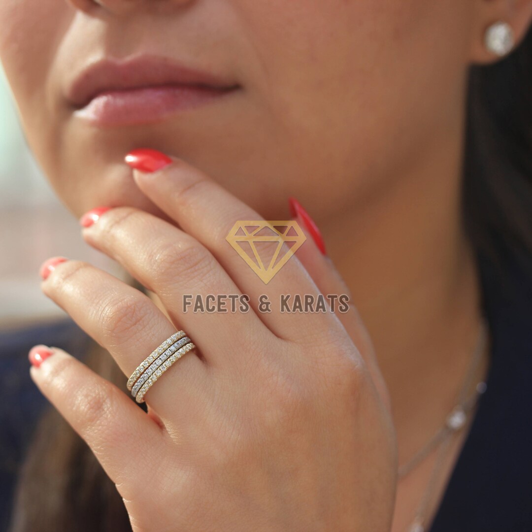 Set of 3 Stackable Rings Stacking Bands 14k Two Tone Gold - Yellow Gold ...