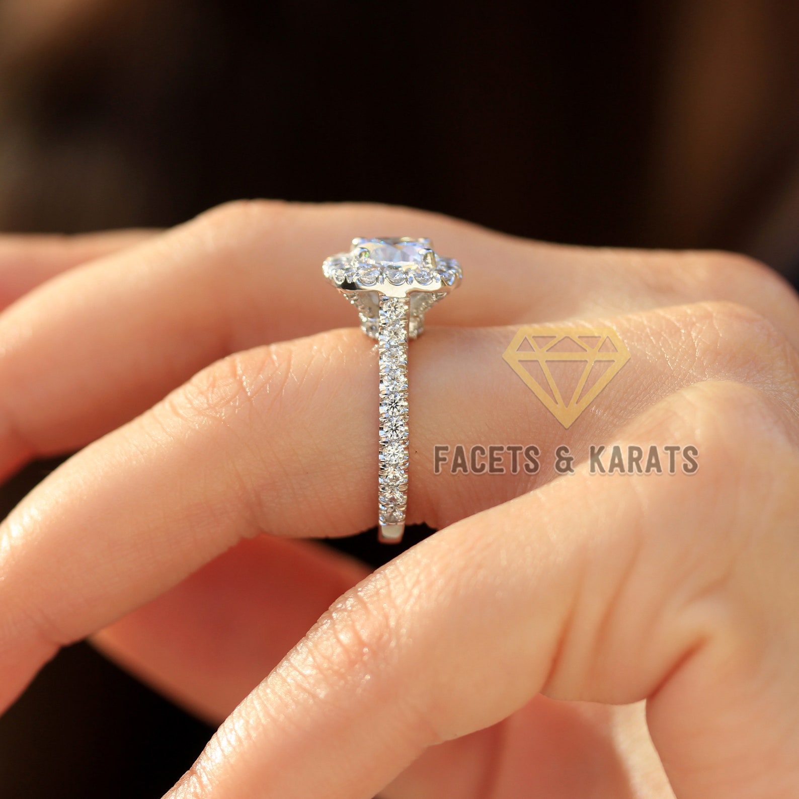 14k White Gold Custom Engagement Ring 3 Ct Round Engagement | Etsy