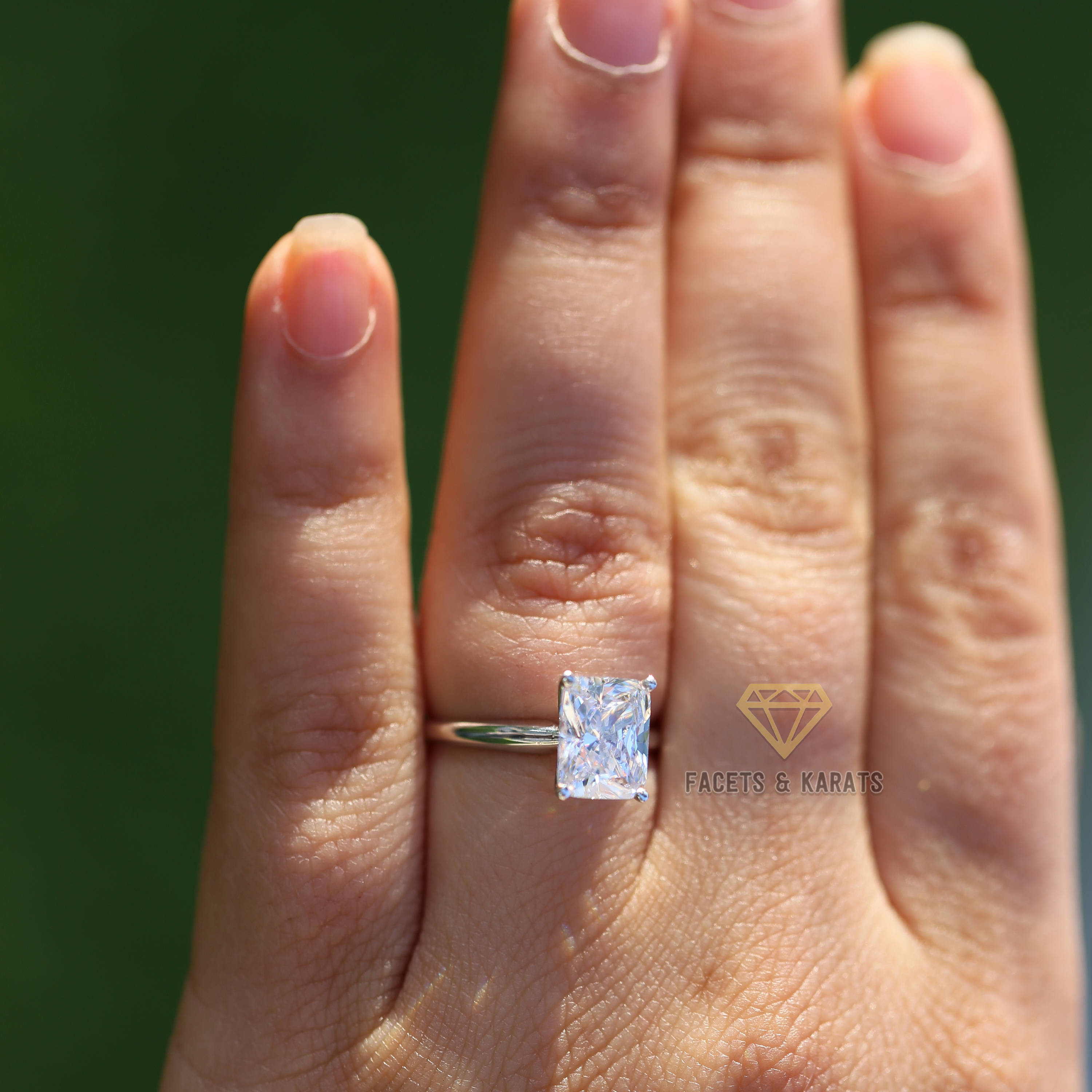 3 Carat Radiant Cut Solitaire Engagement Ring Man Made Lab | Etsy