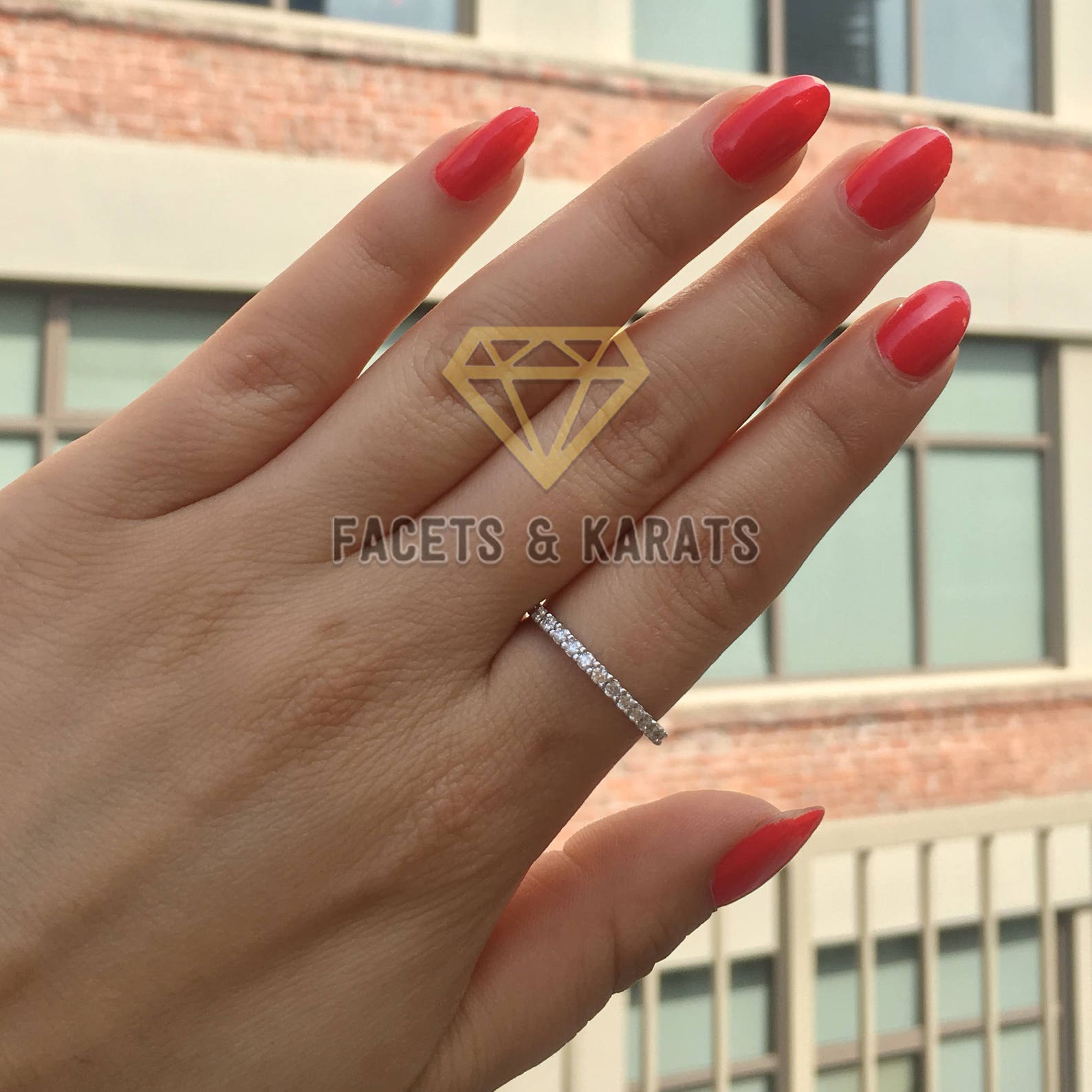 Solid Gold Stacking Ring Diamond Band Index Finger Ring Stackable Ring ...