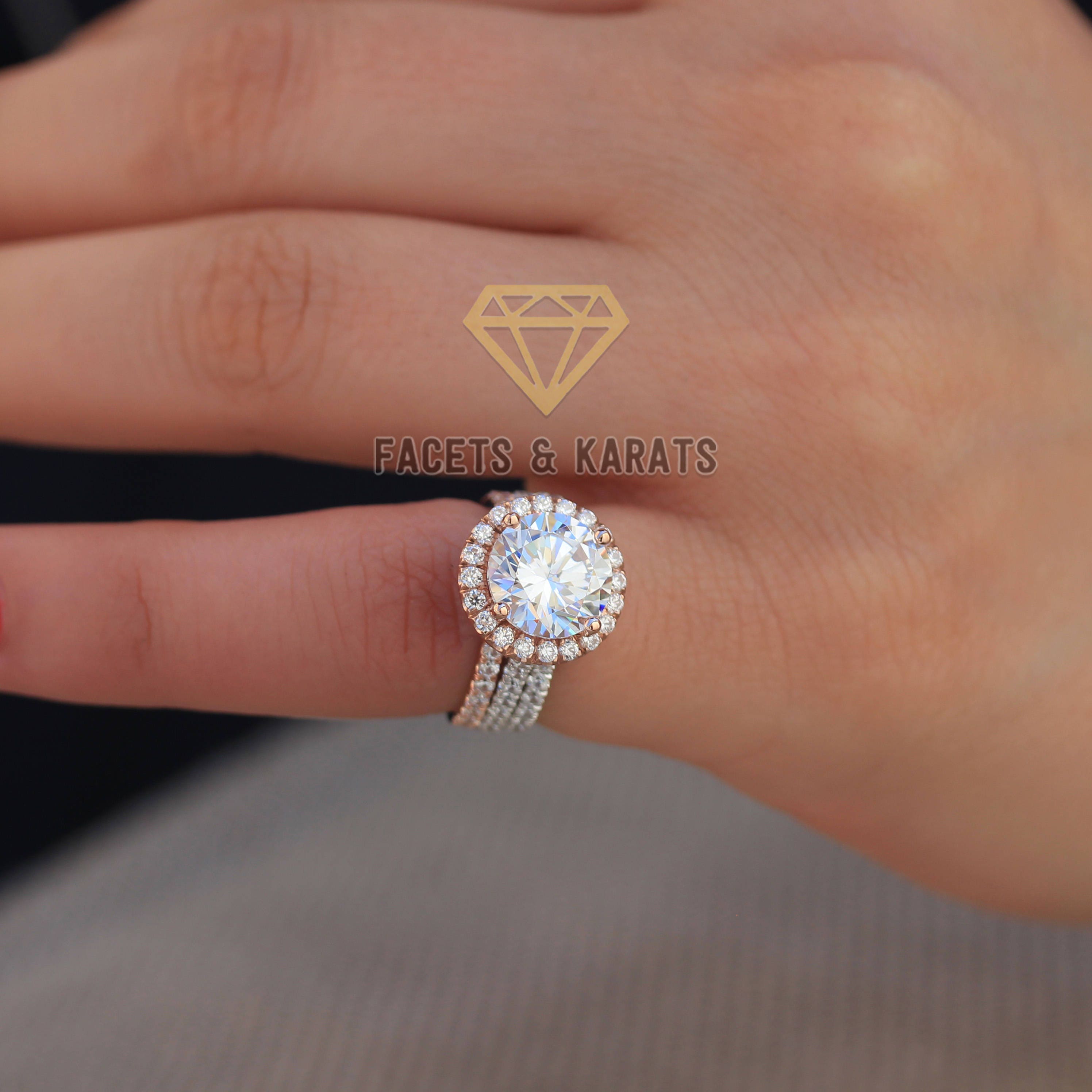 5 Carat Two Tone Wedding Ring Set of 3 Rings Engagement Ring | Etsy