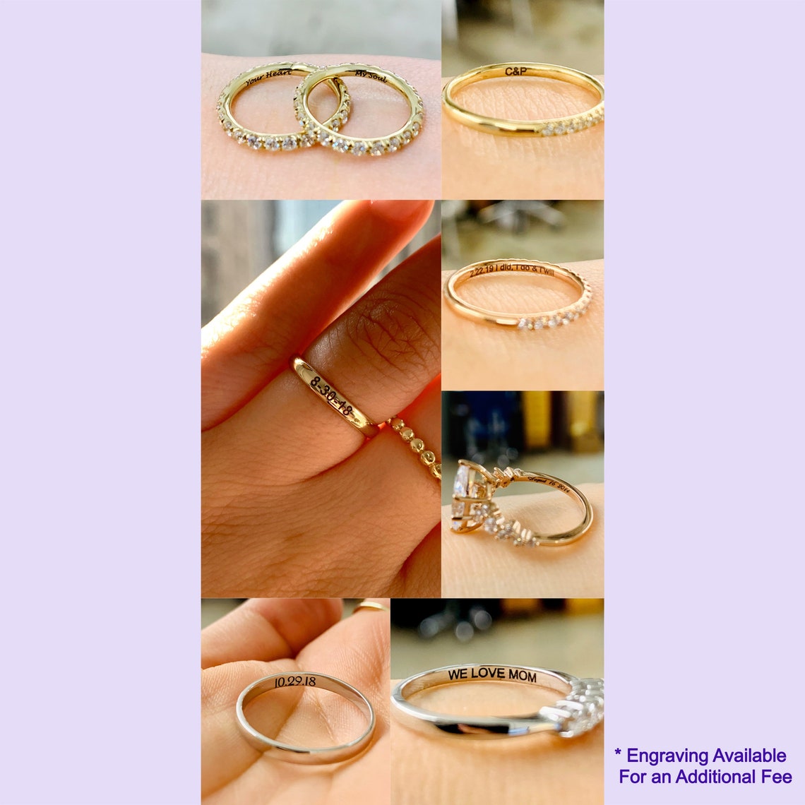 Platinum Engagement Ring and Double Wedding Band Bridal Set - Etsy