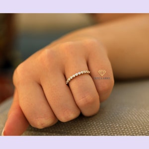 Floating Diamond Wedding Band 14K Solid Real Gold With Simulated ...