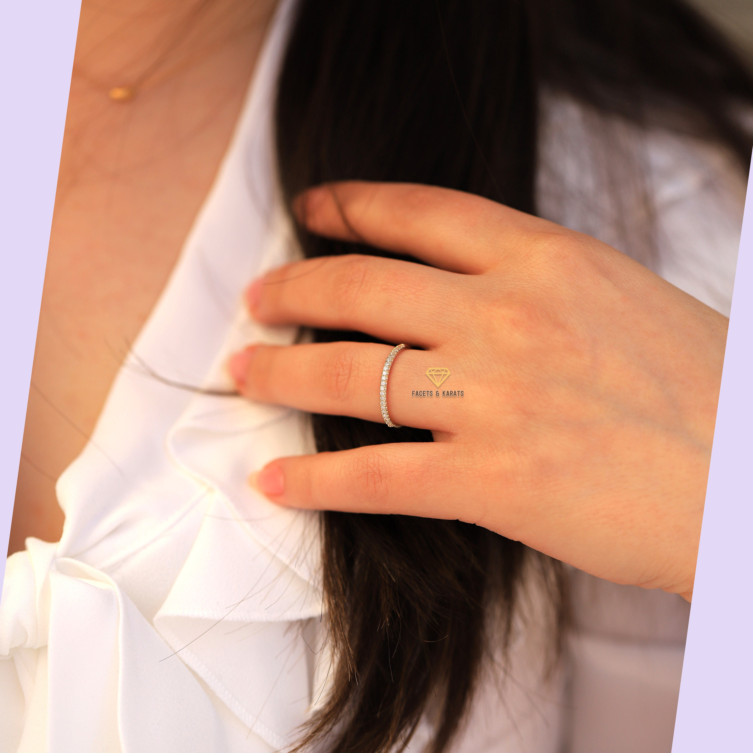 Lab Grown Diamond Band in 14K Solid Yellow Gold Available in | Etsy