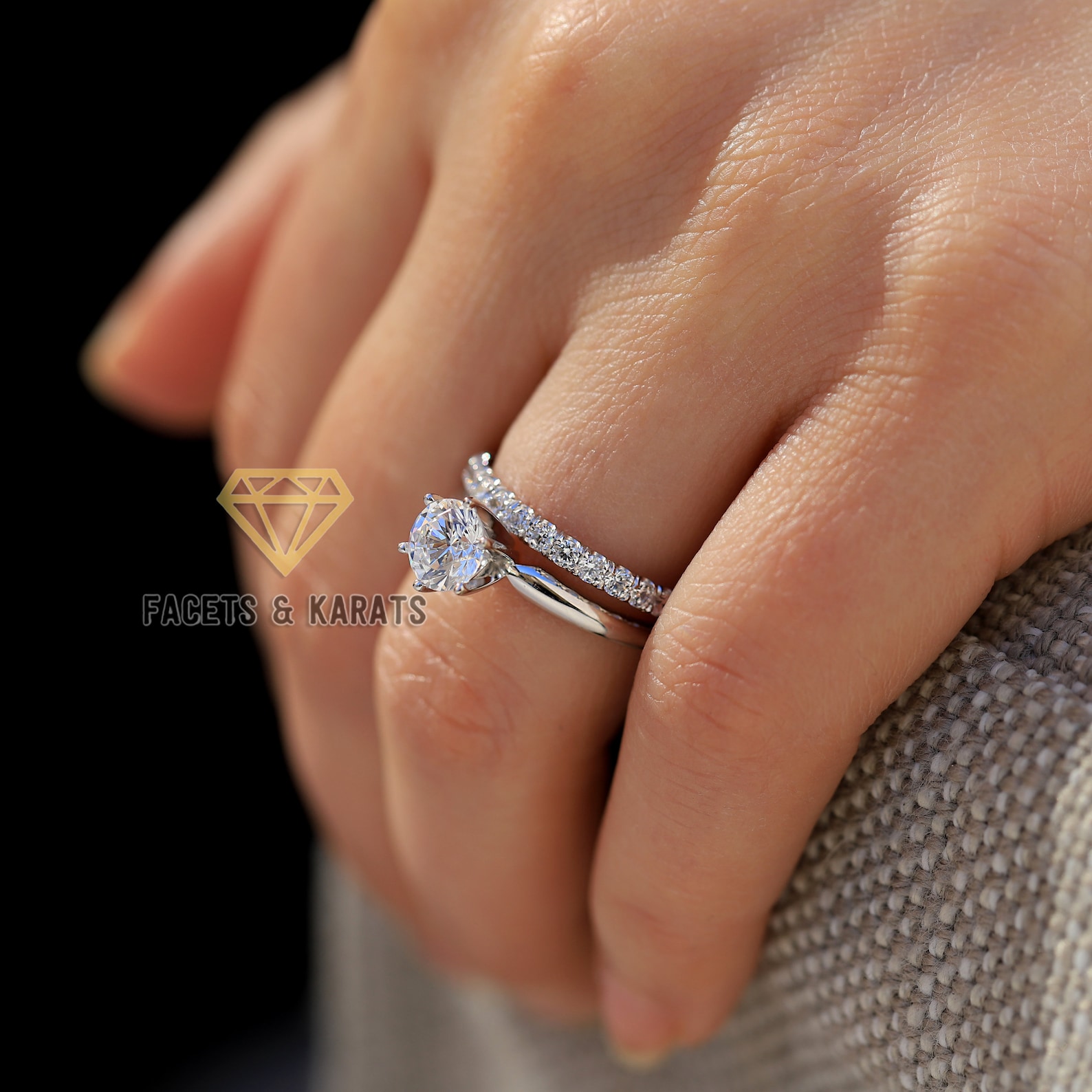 18K Real White Gold Round Cut Solitaire Engagement Ring - Etsy