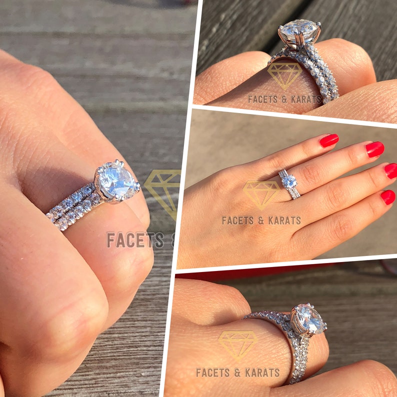 2.5 Carat Round Cut Solitaire Engagement Ring With Accent - Etsy