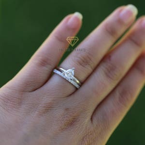 Trillion Cut Engagement Ring, With Wedding Band, Bridal Ring Sets ...