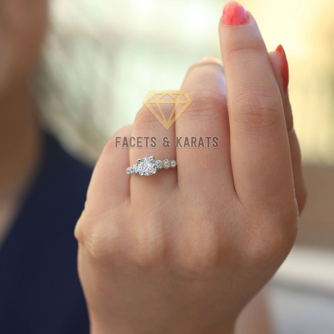 18k White Gold Simple Engagement Ring Moissanite Solitaire | Etsy