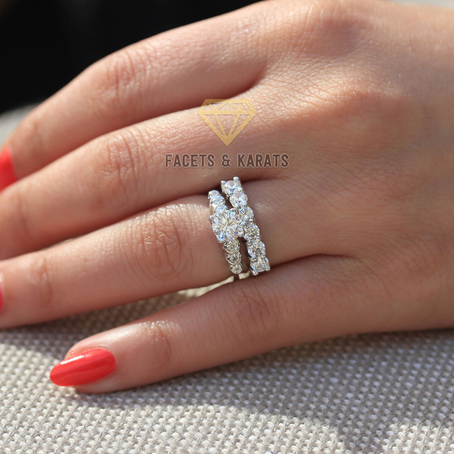 2 Carat Classic Wedding Ring Set Engagement Ring With Wedding - Etsy