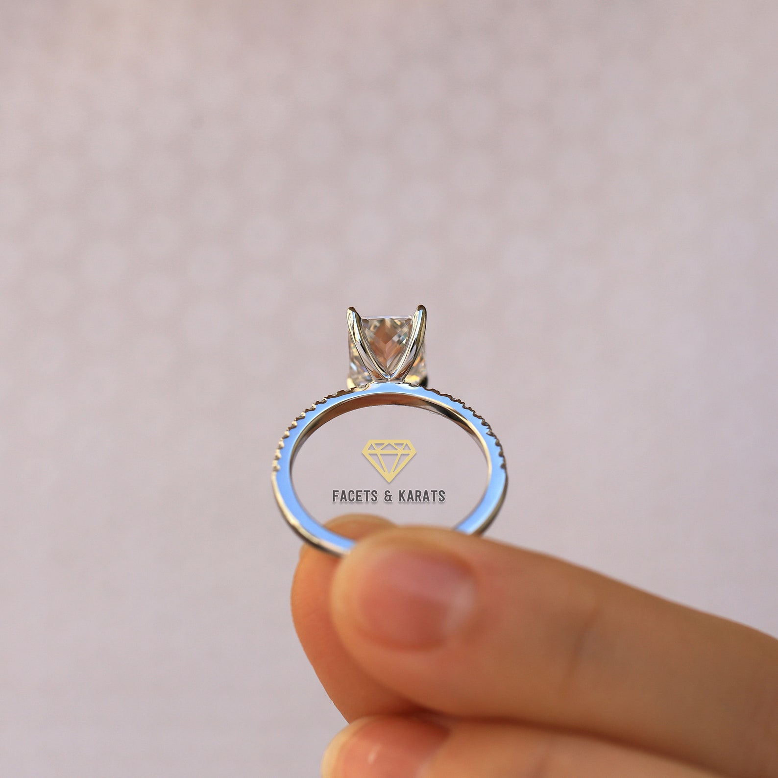 2.5ct Radiant Cut Engagement Ring Womens Radiant Cut - Etsy