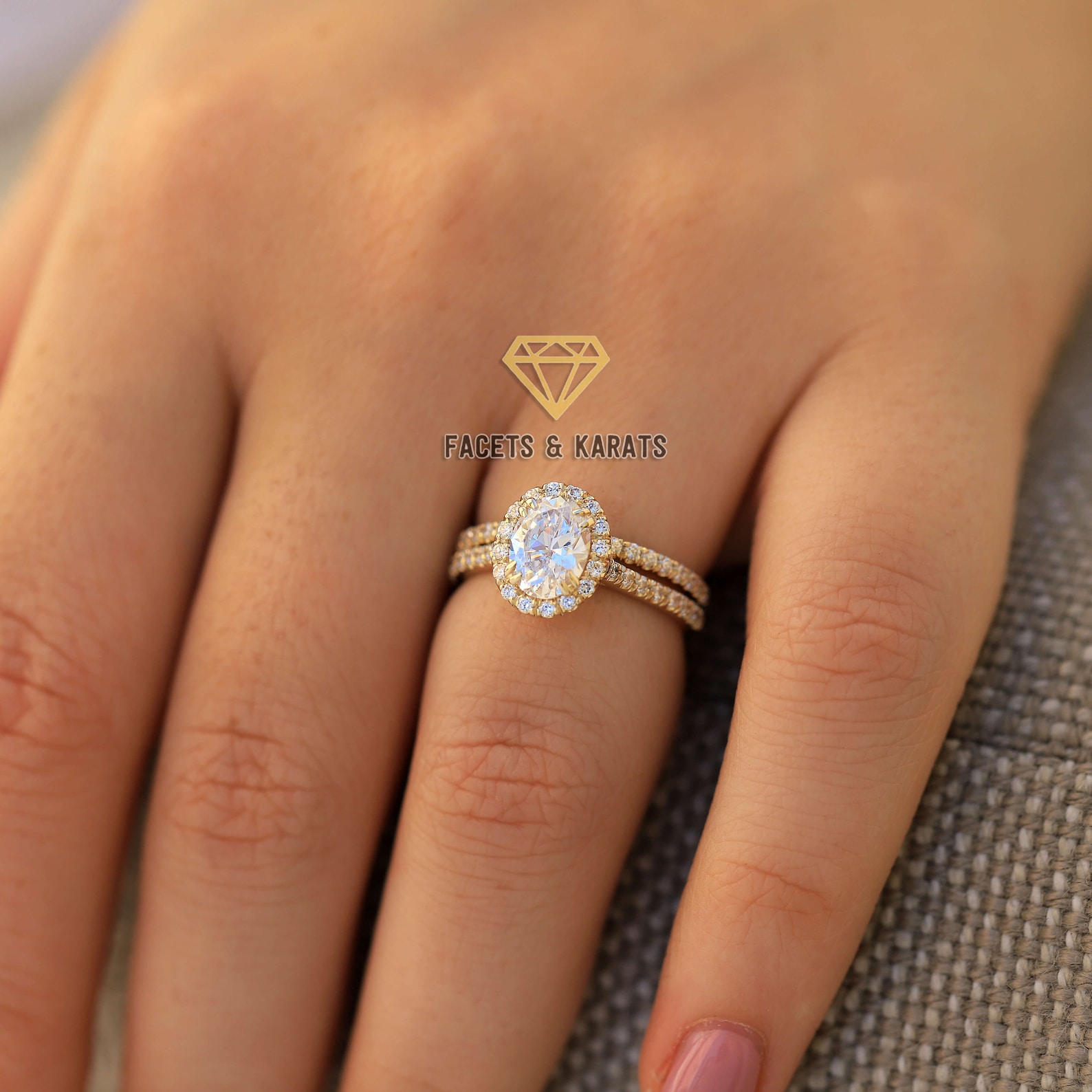 Oval Engagement Ring With Wedding Band Wedding Ring Set . - Etsy