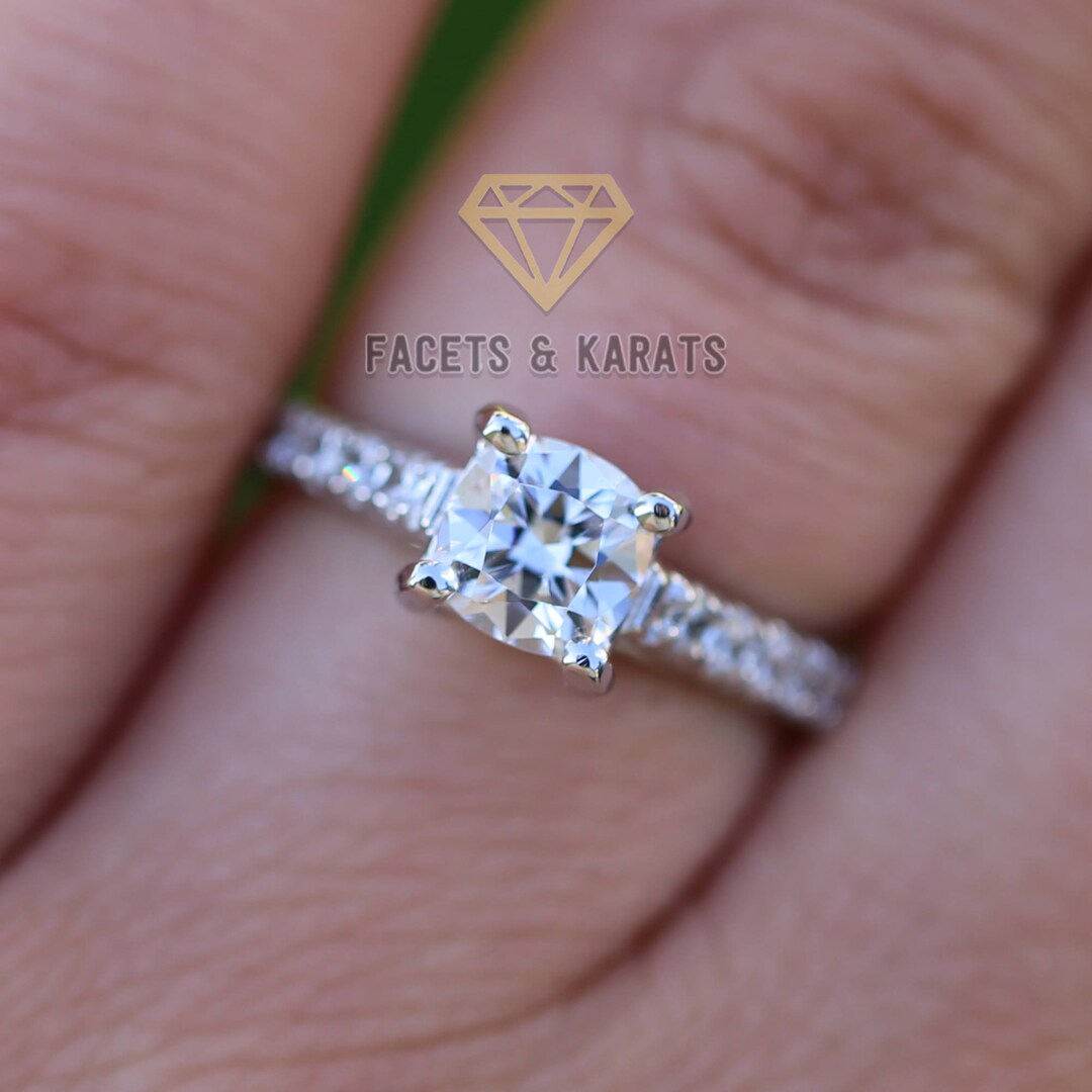Cushion Cut Engagement Solitaire Ring 1.25 Ct Wedding Bridal Ring Solid ...