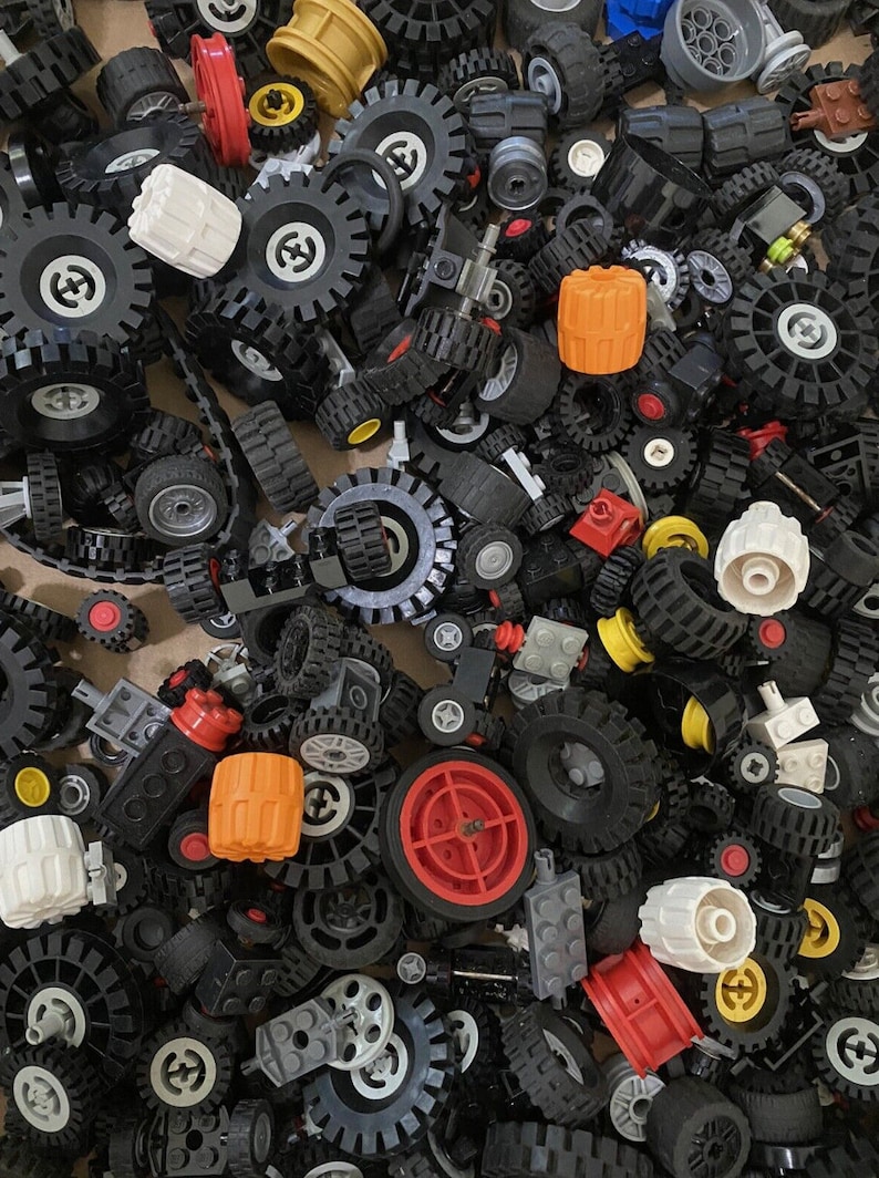 Lego Bulk Wheels Tires Rims Axels Parts 1/2 Pound Lots - Etsy