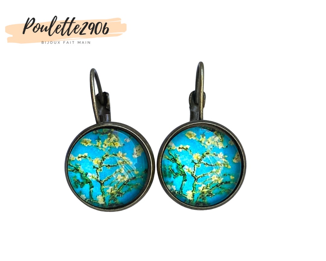 Almond Tree in Bloom by Vincent Van Gogh 14mm Glass Cabochon Bronze ...