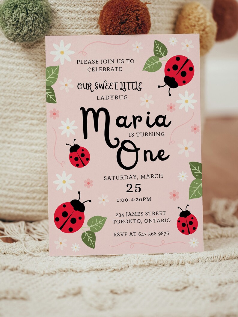 Ladybug Invitation Template - Etsy