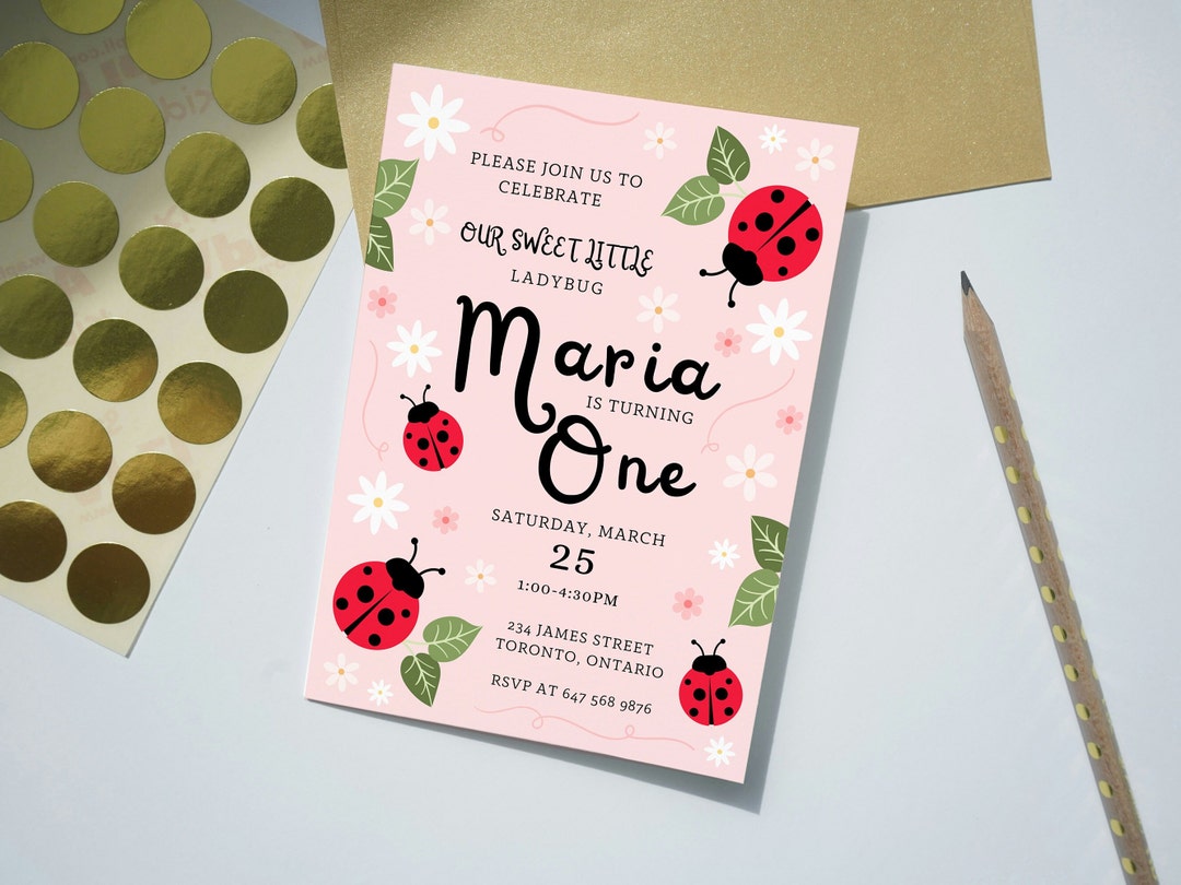 Ladybug Invitation Template - Etsy