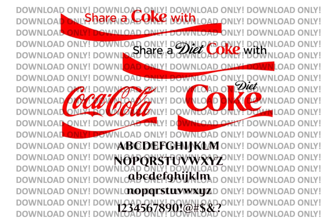 Share a Coke / Share a Diet Coke Alphabet Combo SVG PNG | Etsy
