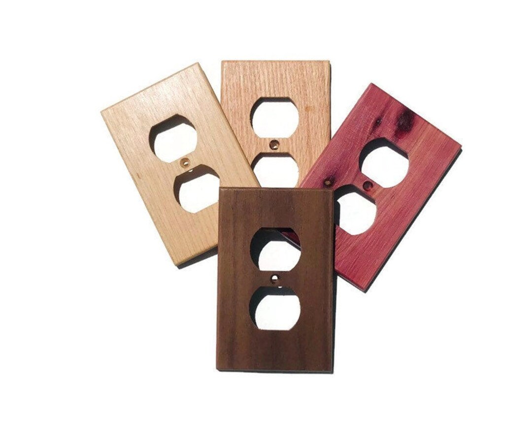 5 Pack of Single Plug Plate Covers Outlet Cover Light Wall Plate Wooden ...