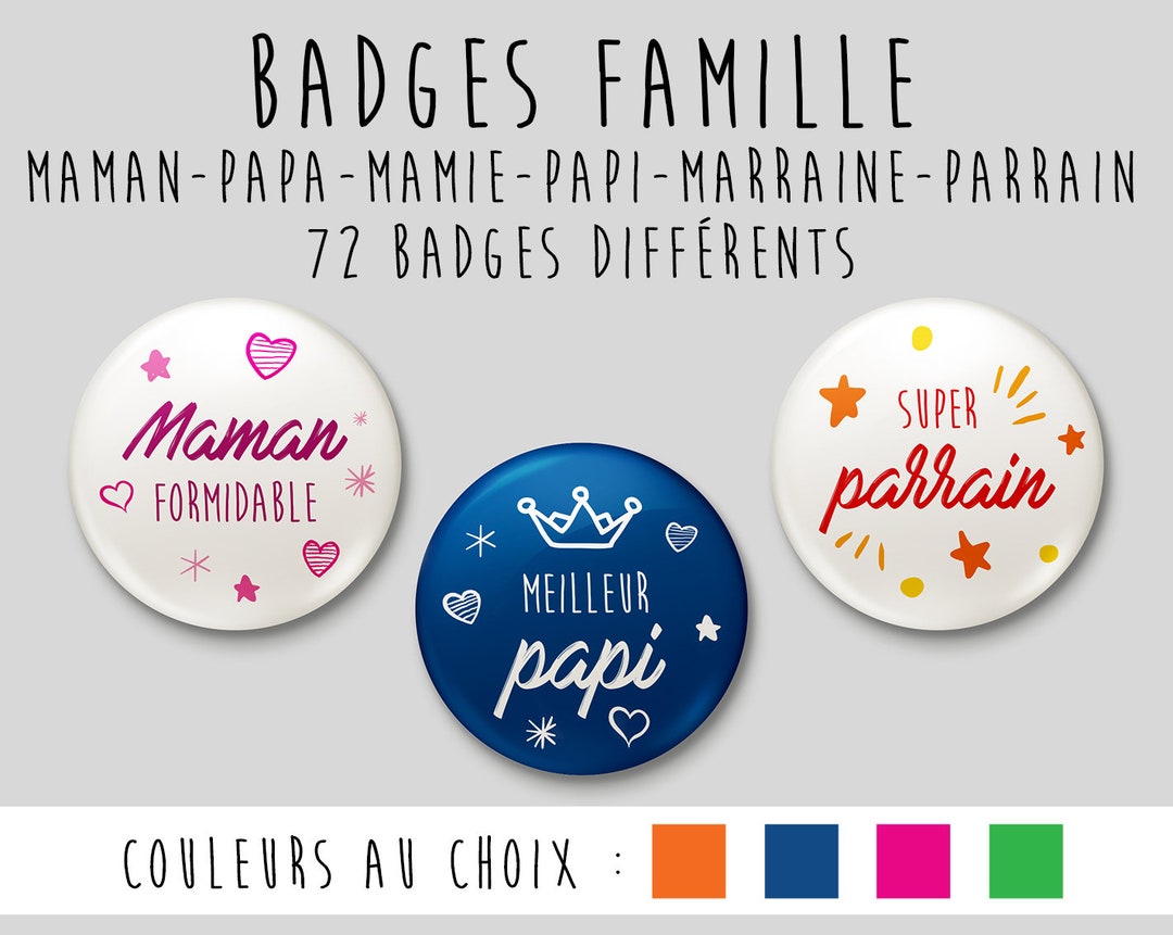 Family Badge Mom Dad Grandma Grandpa Godmother Godfather Single - Etsy