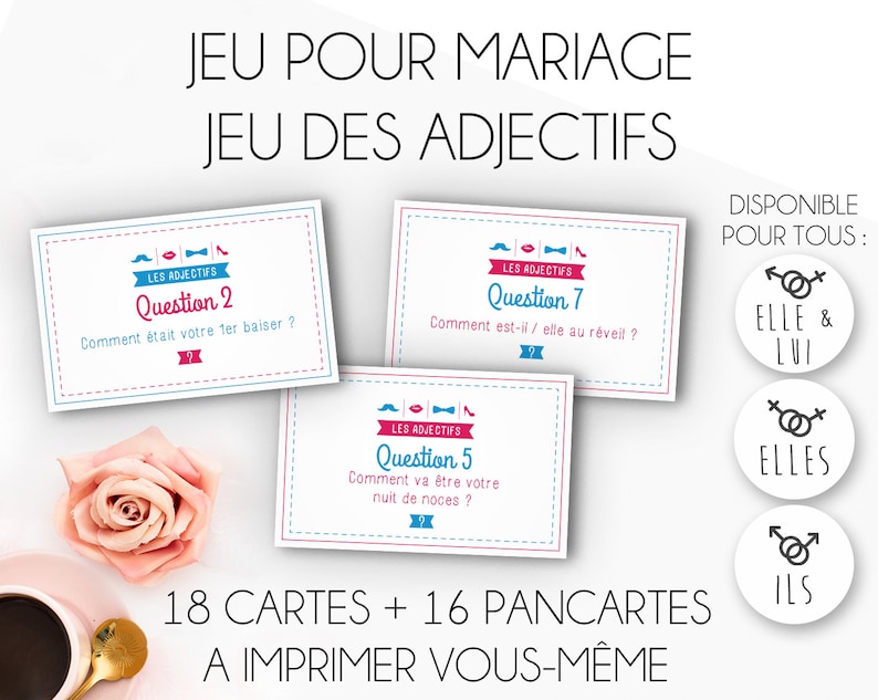 Wedding Game - Adjectives Game - Wedding Entertainment - to Print ...