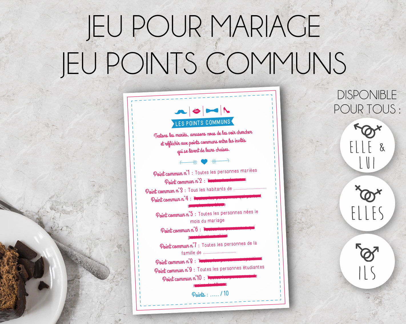 Jeu Mariage Les Points Communs Animation De Table Mariage - Etsy Finland