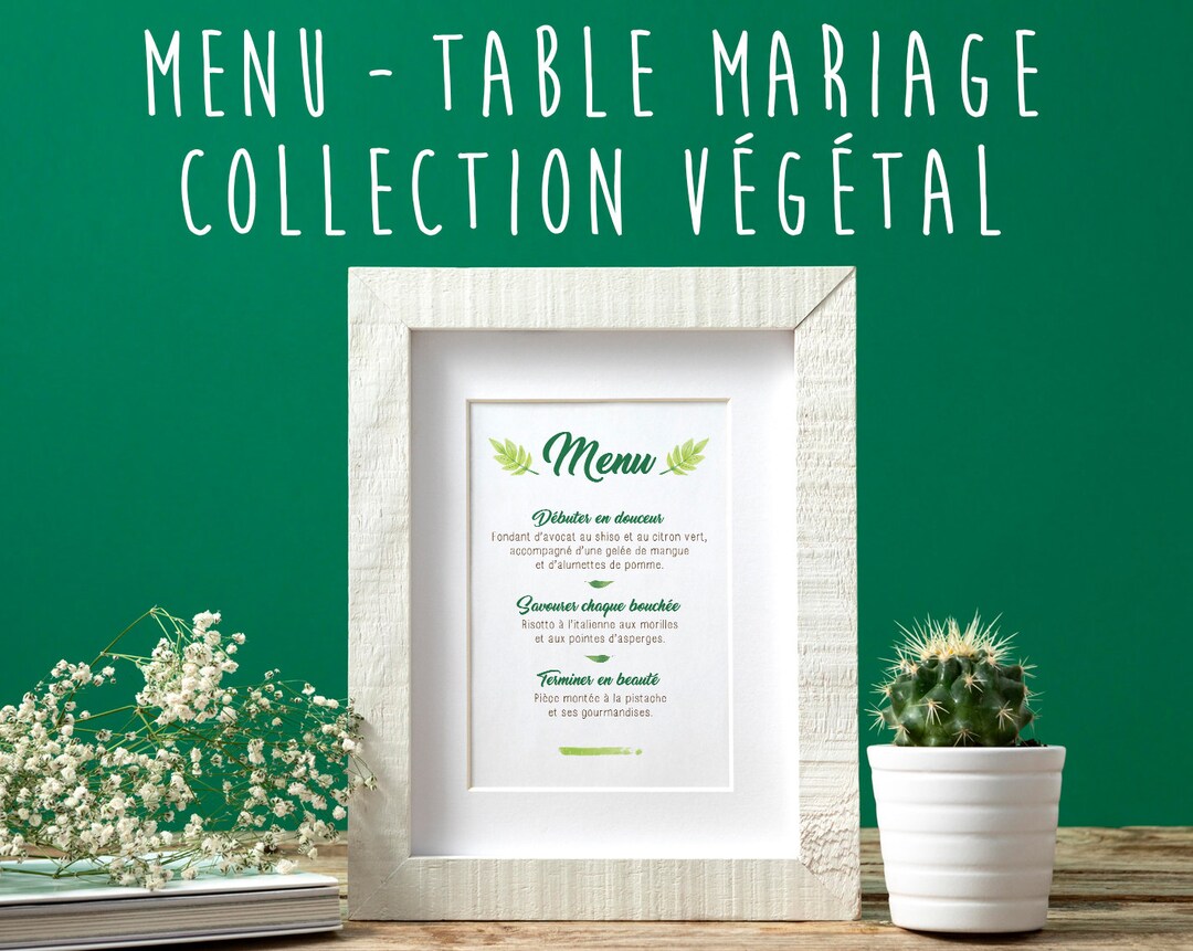 Customizable Menu A6 or A5 Format Wedding Plant Collection - Etsy