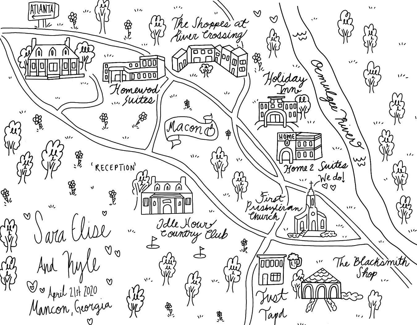 Custom Hand Drawn Map - Etsy