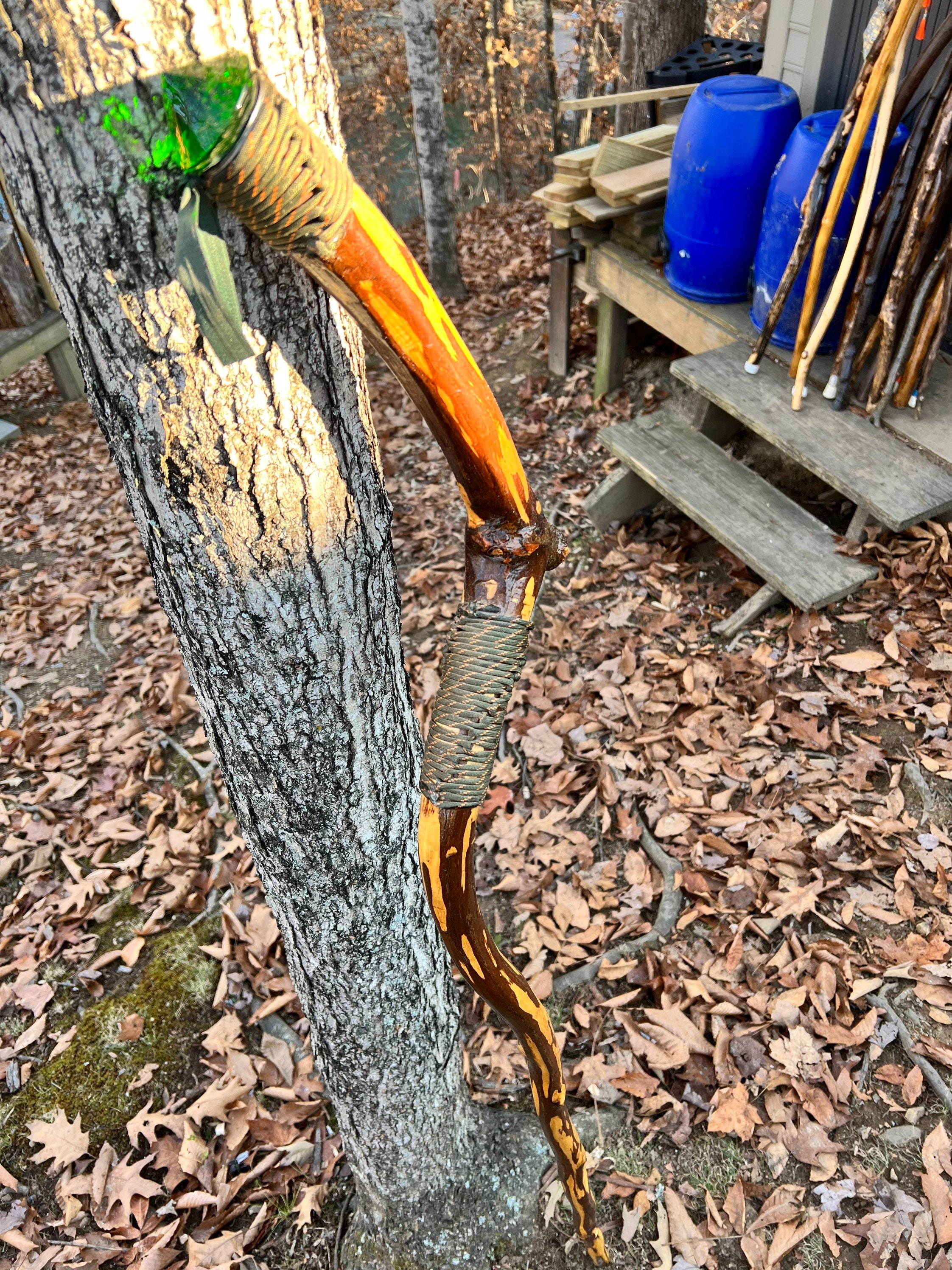 Green Diamond Crook Wizard Staff for Cosplay, Hiking, Renaissance ...