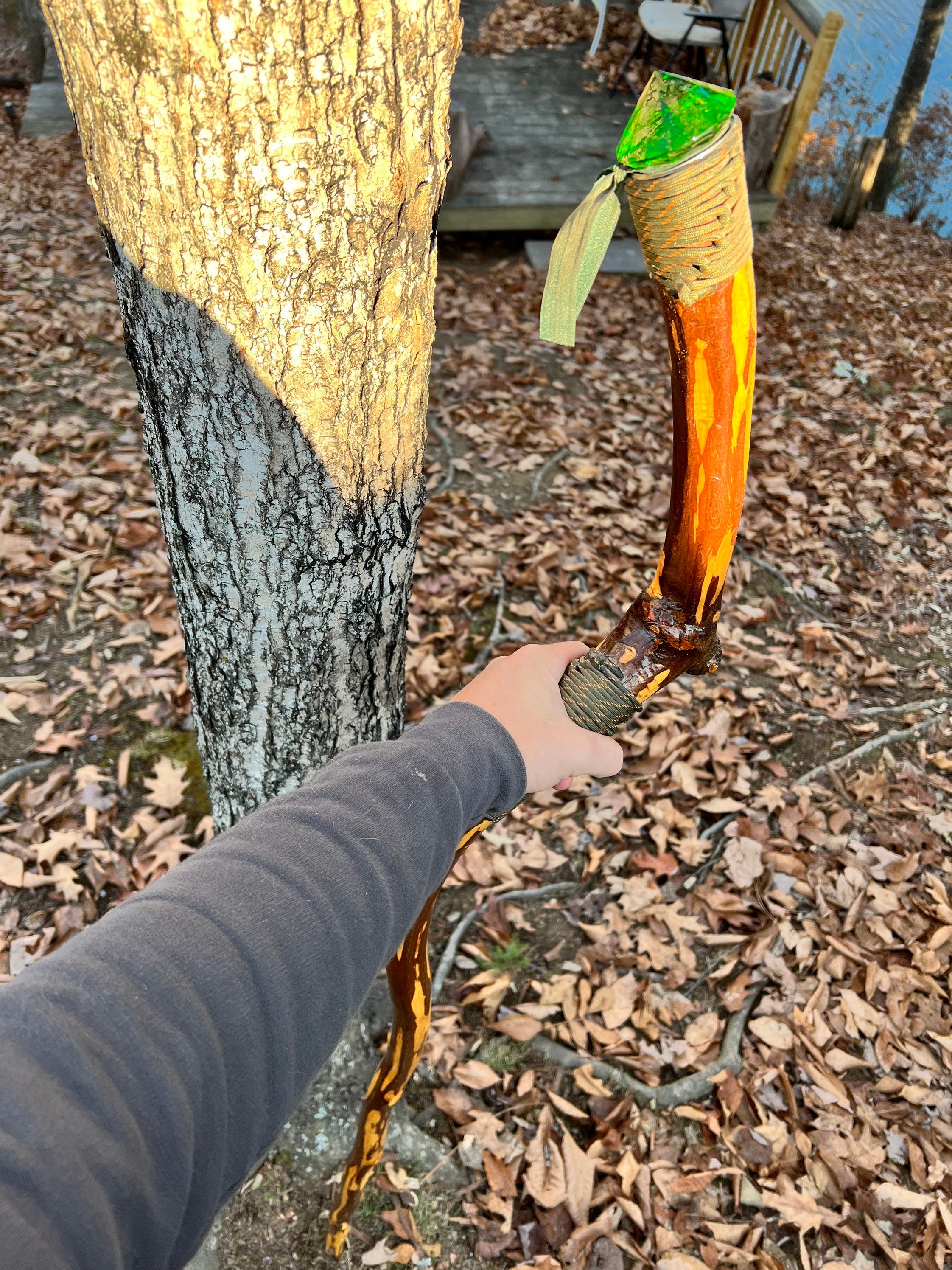 Green Diamond Crook Wizard Staff for Cosplay, Hiking, Renaissance ...