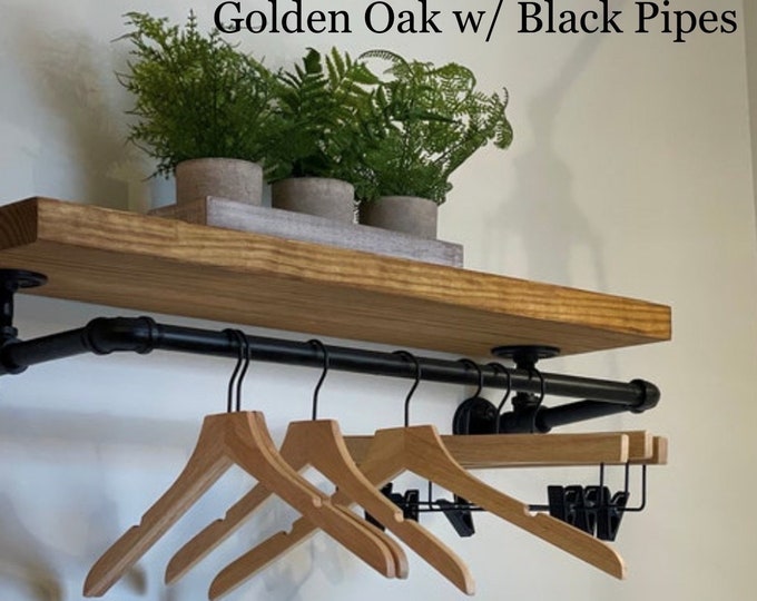 Laundry Room Bar With Attached Wood Shelf, Clothing Rack, Drying Bar ...