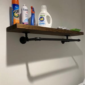Laundry Room Bar With Attached Wood Shelf, Clothing Rack, Drying Bar ...