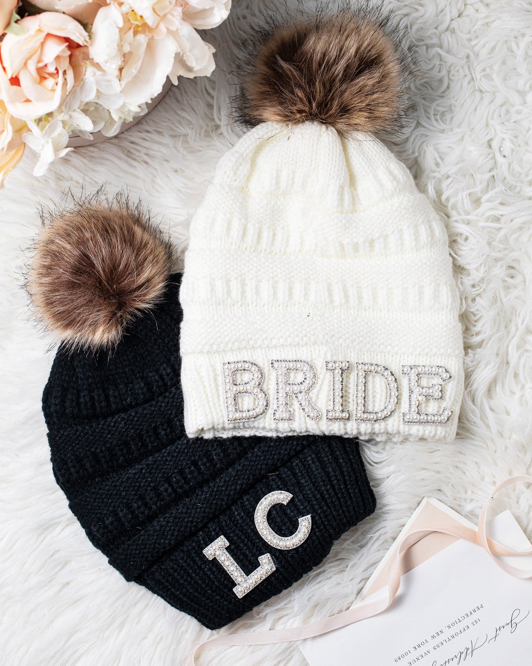Fall Wedding Bride Beanie Hats for Women Monogram Hat Beanie ...