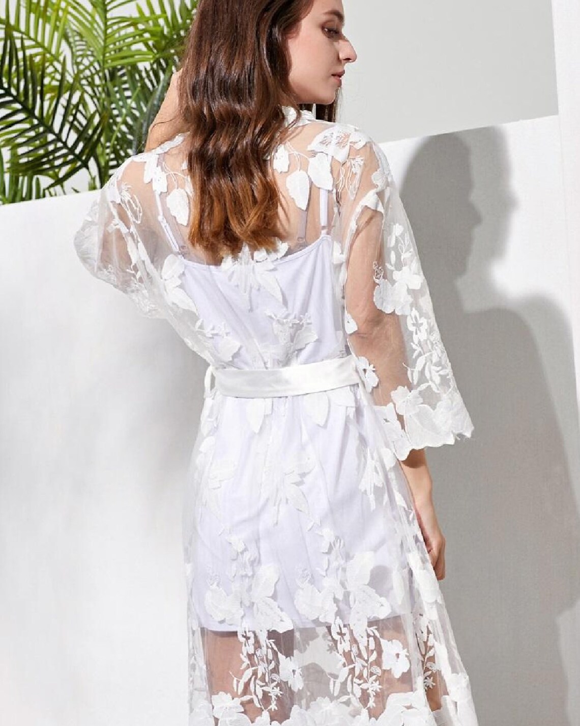 Leaf Lace Bridal Robe Bride Robe Bridesmaid Robe Bridal | Etsy