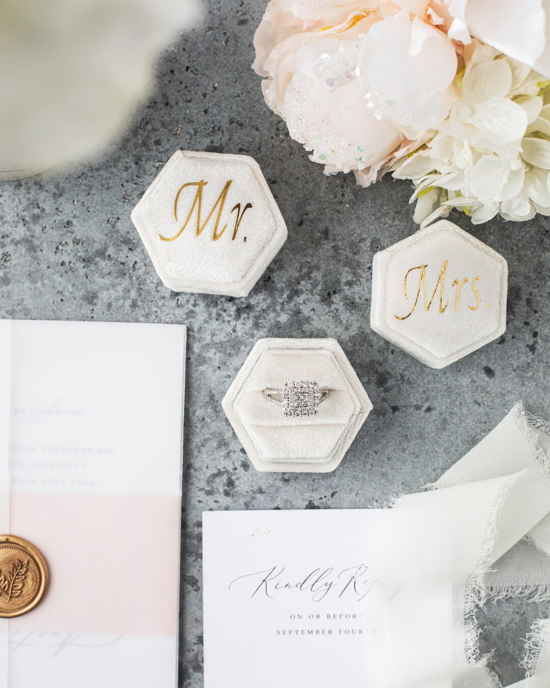 RING BOX Personalized Velvet Ring Box Monogram Ring Box Wedding ...
