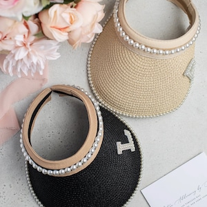 Vissor Bachelorette Party Visors Personalized Sun Hat With Name Sun Visor With Pearls Pearl ...