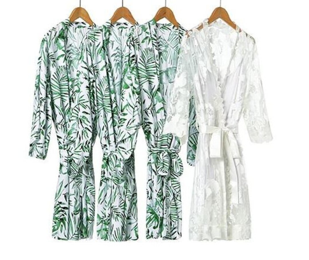 Leaf Palm Leaf Robe Tropical Robes for Bridesmaids Beach Bachelorette ...