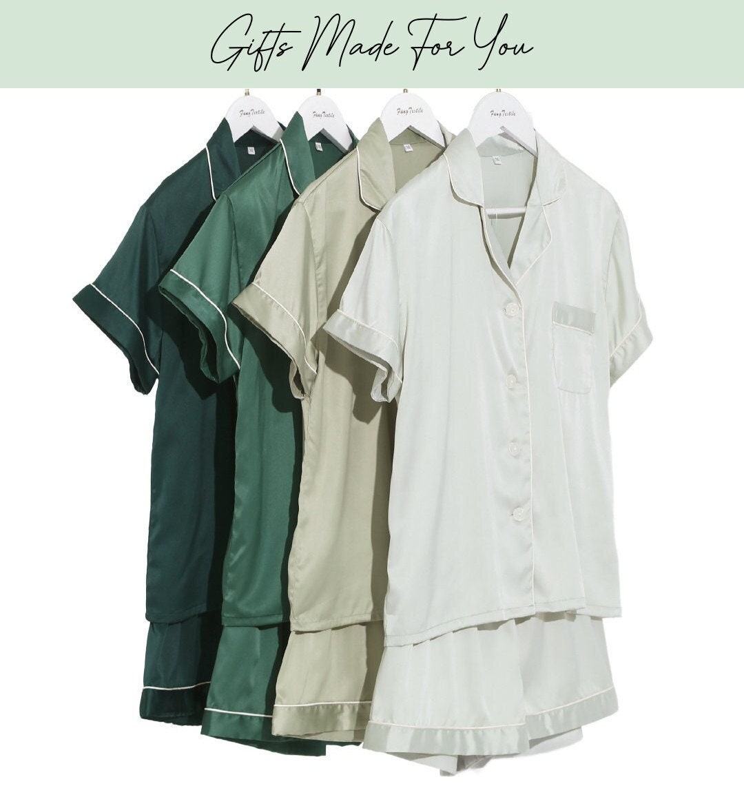 Bridal Party Pjs Set of Green Bridesmaid Pajamas Champagne Proposa Gift ...