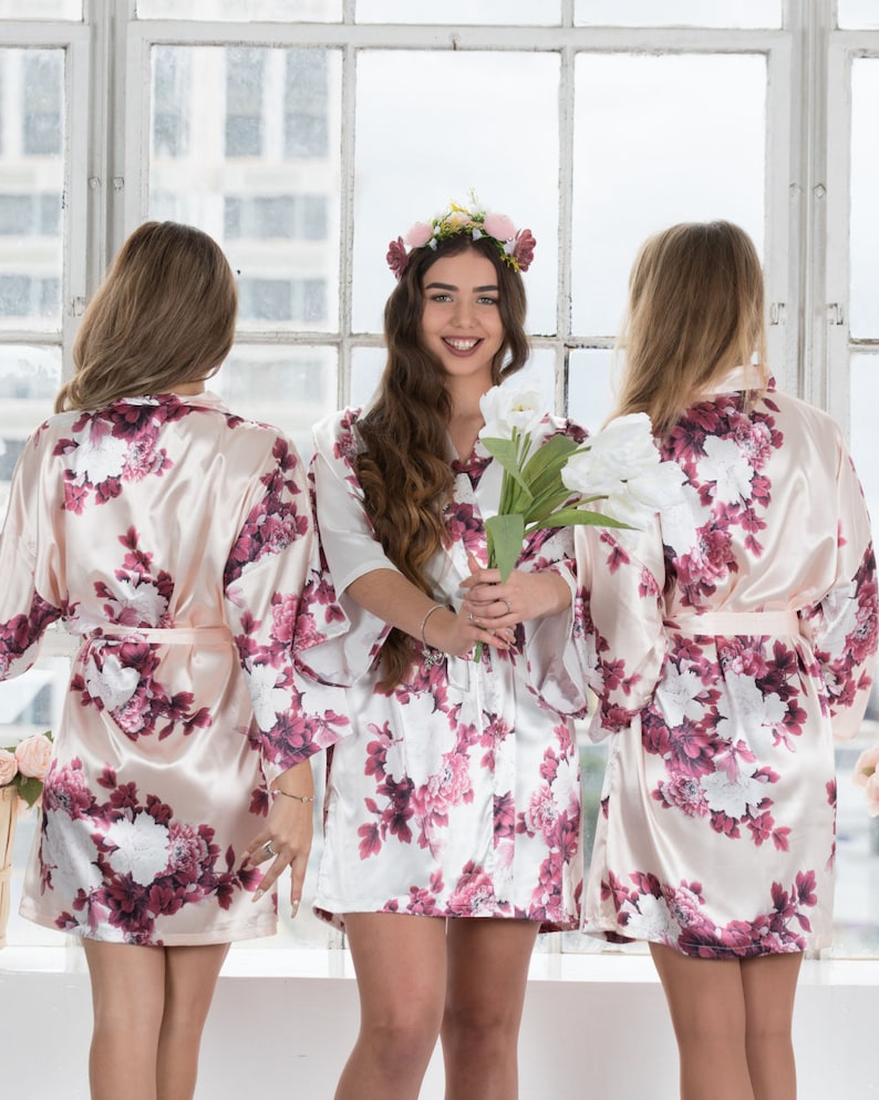 Floral Bridesmaid Robes-bridesmaid Gifts- Personalized Robes-silky ...