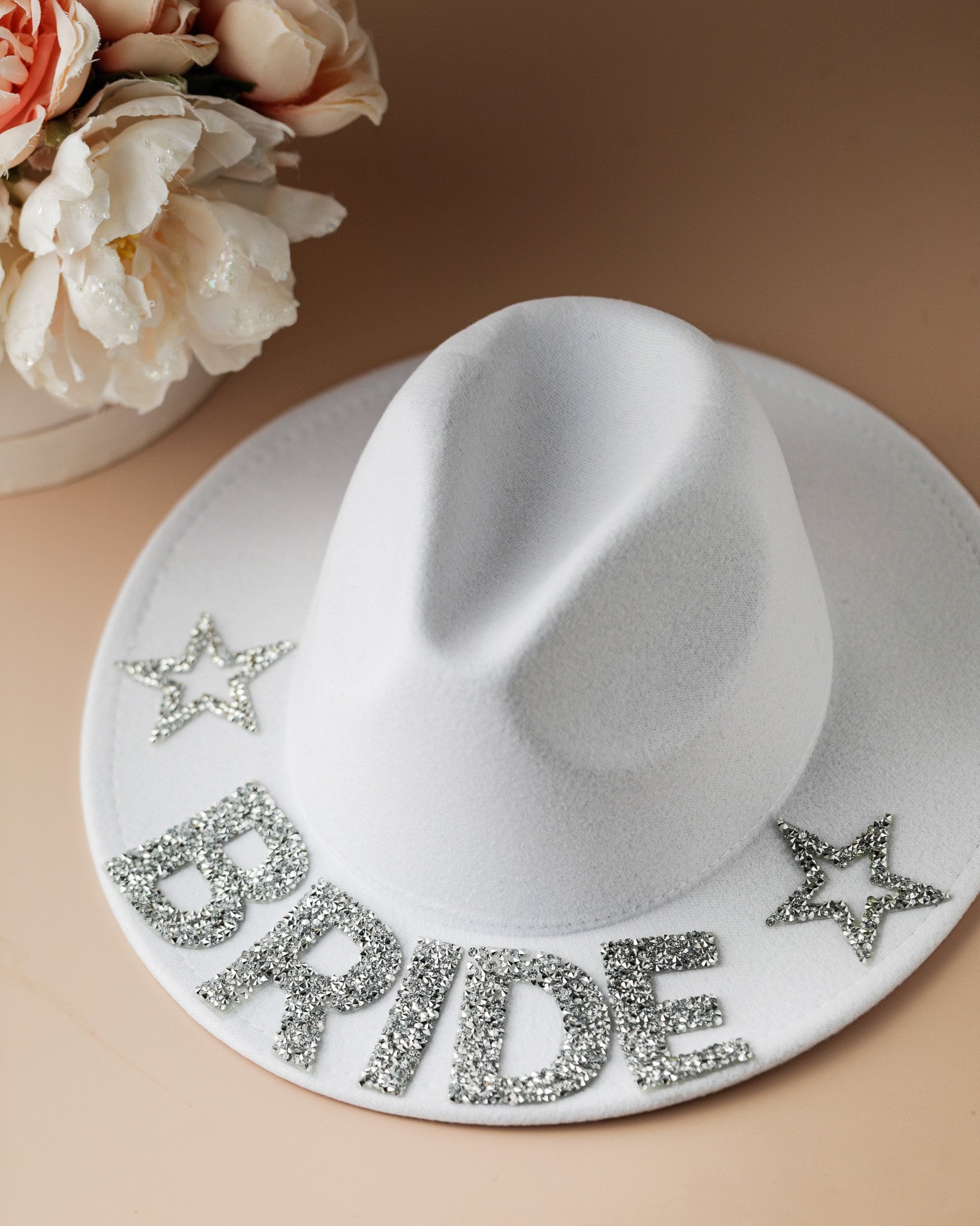 Bachelorette Party Hat Bridal Crown Tulle Veil Pearl Beaded Fedora Hat ...