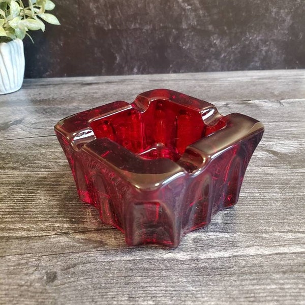Red Glass Ashtray - Etsy